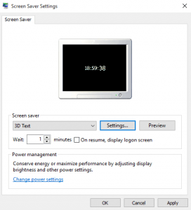 How to apply screensaver in Windows 10