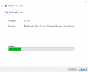 How to send files from PC to Phone via Bluetooth in windows 10
