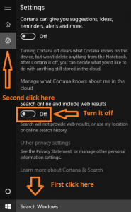 How to Turn off web search results from windows 10 taskbar