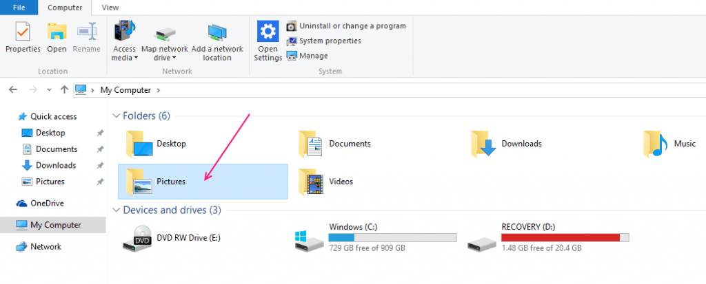 How to change default screenshot Folder Location in Windows 10