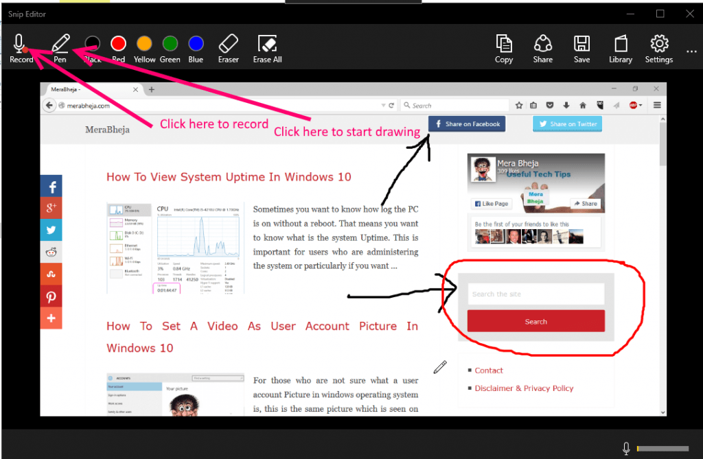 Use Snip to share a Screenshot with annotation and audio