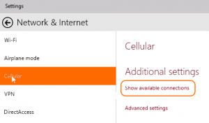 How will you connect your Windows 10 to a cellular network?