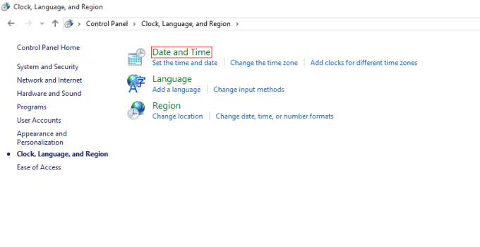 Change clock setting to show days of the week in Windows 10