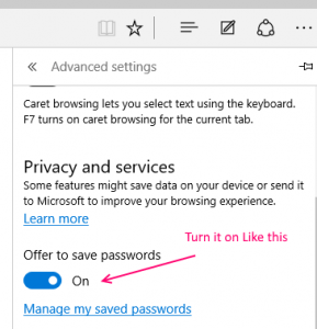How to Manage Passwords stored in Edge Browser