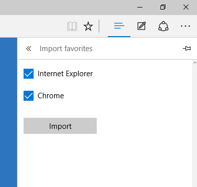 Import Bookmarks to Edge from Chrome / Firefox /IE or Opera