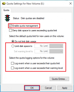How to Enable Quota Management for disk in Windows 10