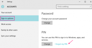How to get back Forgotten PIN in Windows 10
