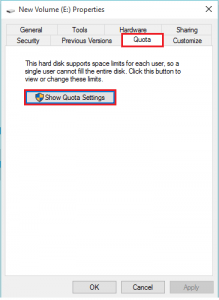 How to Enable Quota Management for disk in Windows 10