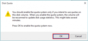 How to Enable Quota Management for disk in Windows 10