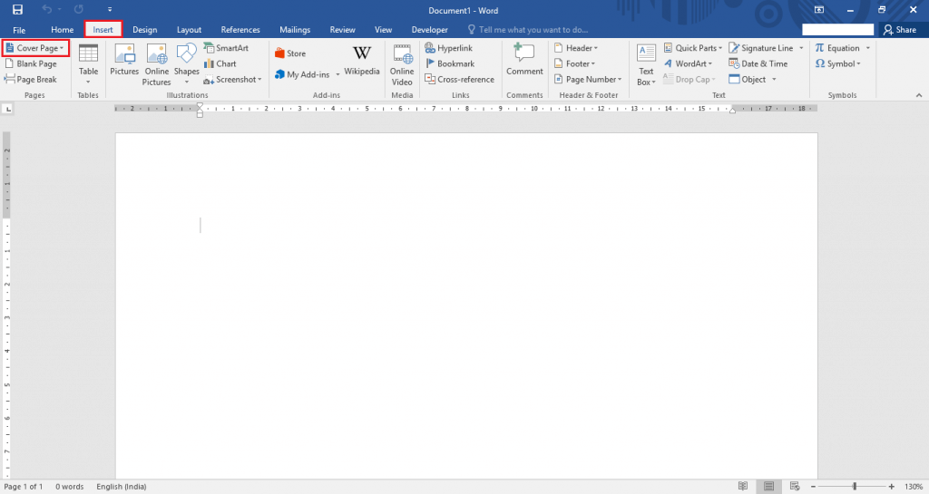 How to create a cover page in Microsoft Word 2016
