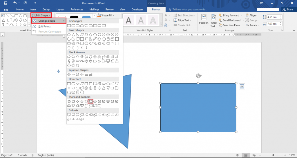 How to insert & edit Shapes in Microsoft Word 2016