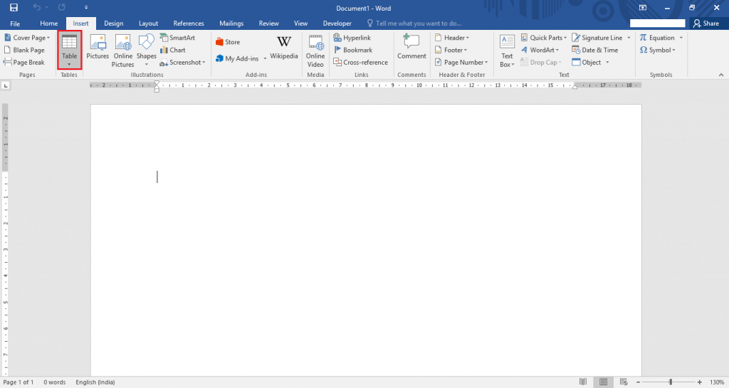 How to insert and resize a table in Microsoft Word 2016