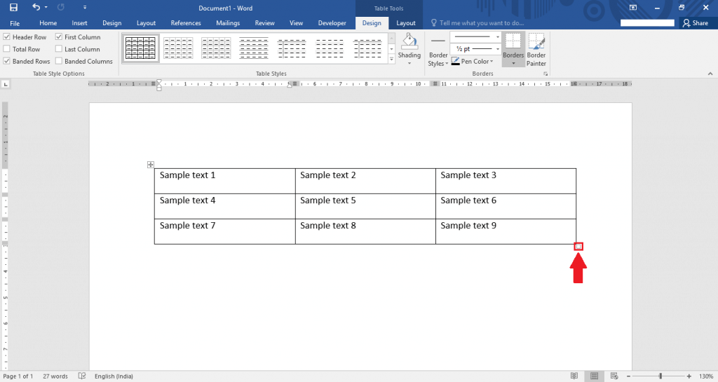 How To Insert And Resize A Table In Microsoft Word 2016