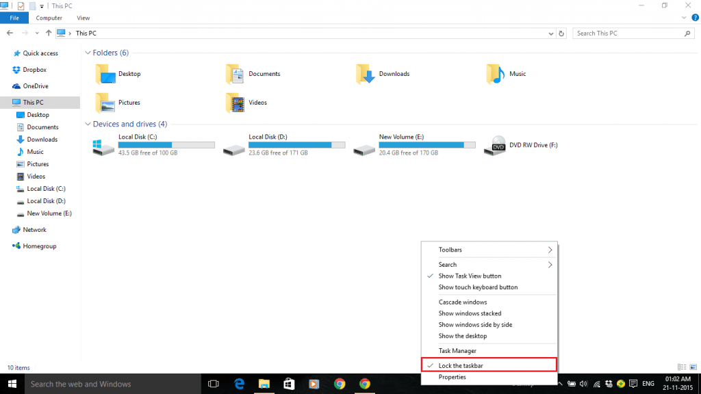 How to add the Links Toolbar in Windows 10