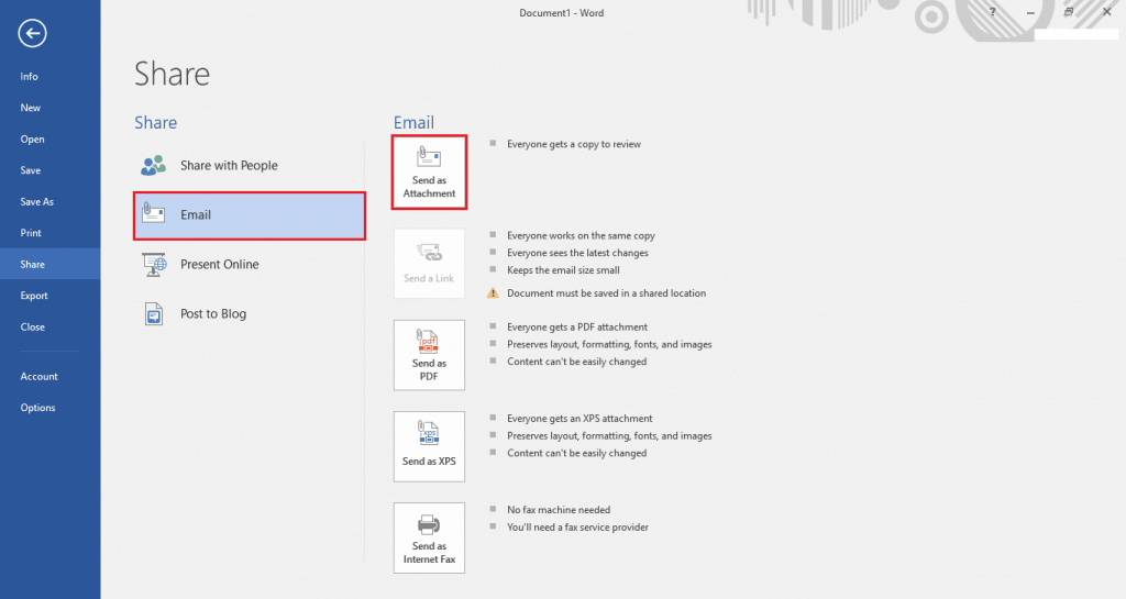Send A Word Document As An Email Attachment In Word 2016