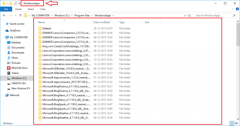 How to access Windows Apps folder in Windows 10