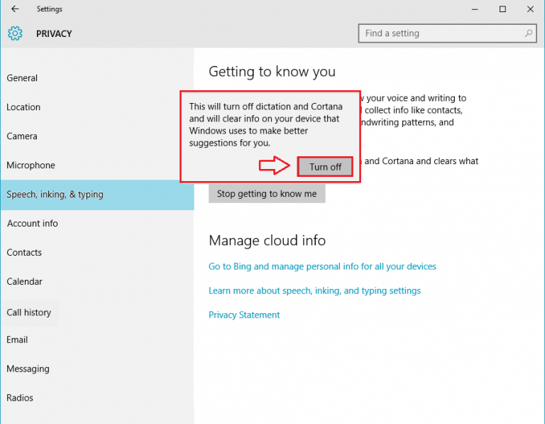 How to turn off privacy settings in new windows 10 update