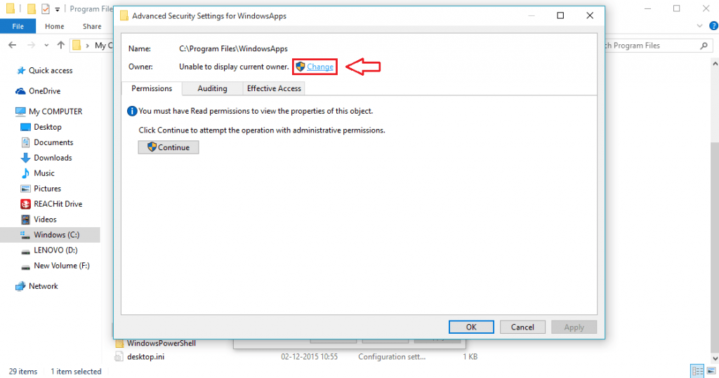How to access Windows Apps folder in Windows 10