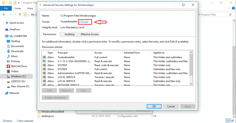 How to access Windows Apps folder in Windows 10