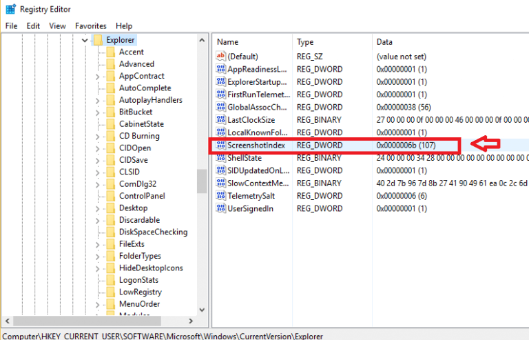 How to reset Screenshot counter in Windows 10