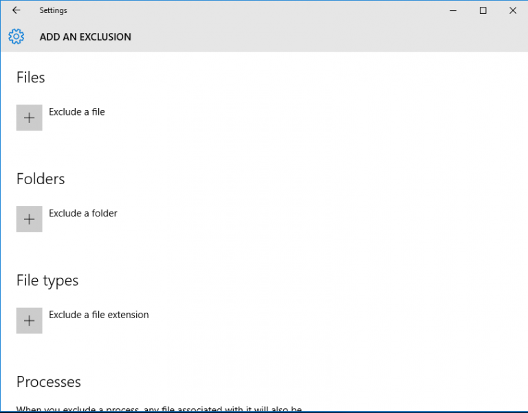 Exclude certain Files, Folders & Apps from Windows 10 Defender