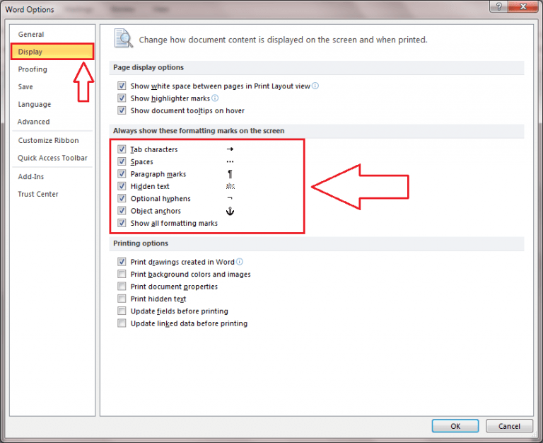Show Formatting Marks And Reveal Formatting Symbols In Word