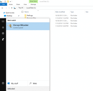 Enable Full Disk Encryption in Windows 10 using BitLocker