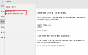 Backup Windows 10 PC Using OneDrive / Physical Storage