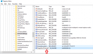 How to change Keep Alive time out in Internet Explorer 11