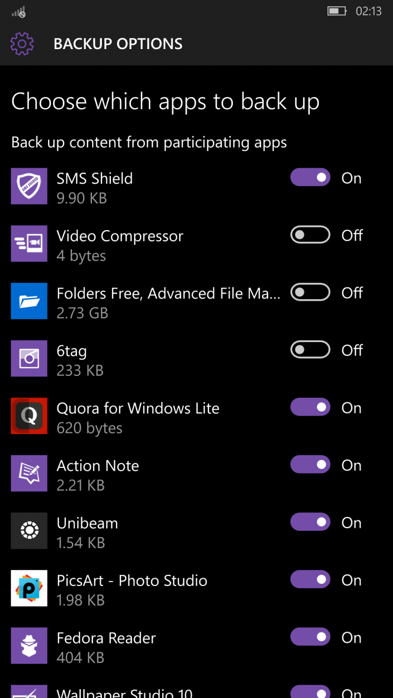 Back up your windows 10 phone using OneDrive