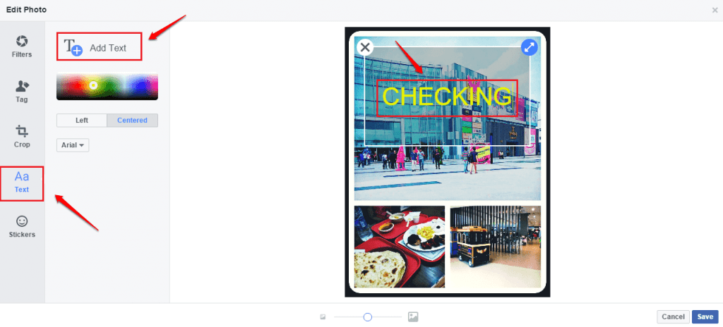 Edit Pics , Add Stickers & Effects via Facebook inbuilt Photo editor