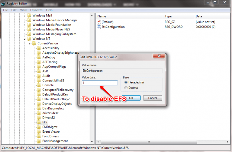 How To Enable/ Disable Windows Encrypting File System (EFS) Feature