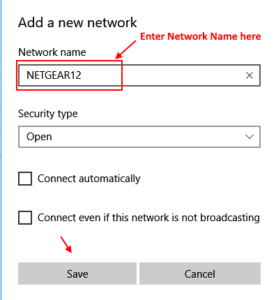 Manually add a WiFi Network by Entering name in Windows 10