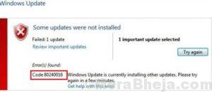Fix Windows Update Error 80240016 in Windows 10