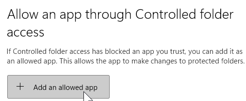Fix Controlled folder blocked folder from making changes to memory in ...