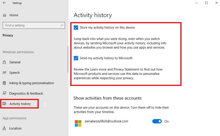 How to disable your activity history and Timeline in your Windows 10