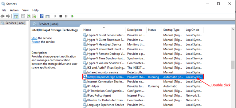 Fix- Intel Rapid Storage Technology (RST) Service is not working