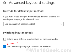 How to show or hide Input Indicator and Language Bar in Windows 10