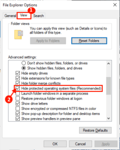 How to view hidden System Files in Windows 10