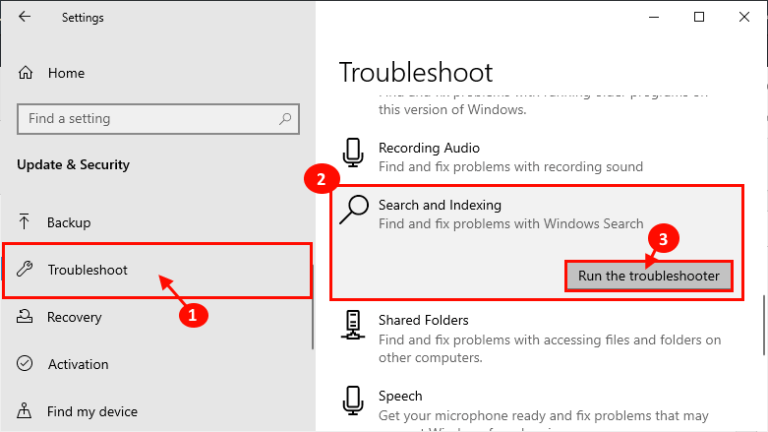 How to reset Search in Windows 10