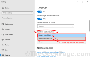 How to show texts beside icons in Taskbar on Windows 10