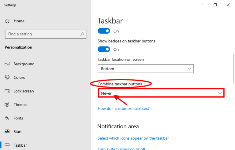 How to show texts beside icons in Taskbar on Windows 10