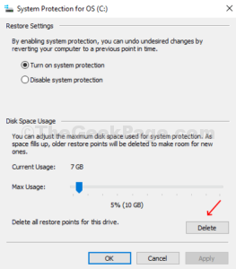 How to Delete System Restore Points in Windows 10