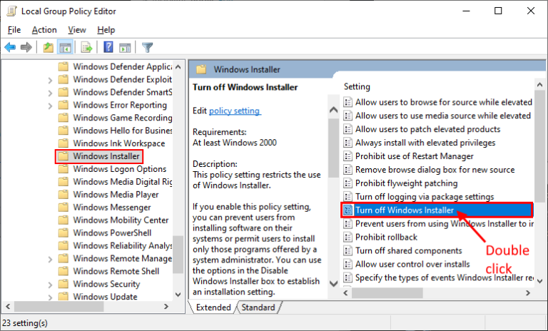 The System Administrator has set policies to prevent this installation ...