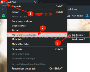 How to Group Workspaces tab in Opera Browser