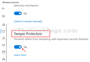 How to Turn On / Off Tamper Protection in Windows 10