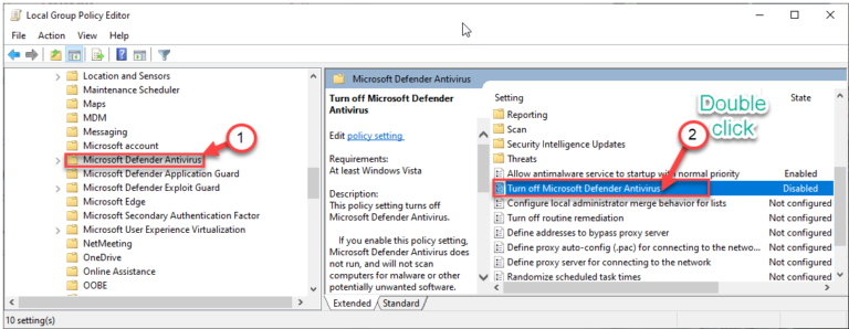 How to turn off Windows Defender using Local Group Policy Editor