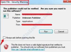 Disable The Publisher could not be verified Message in Windows 10