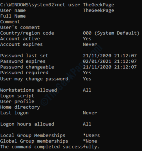 Net User Command usage guide In Windows 10/11