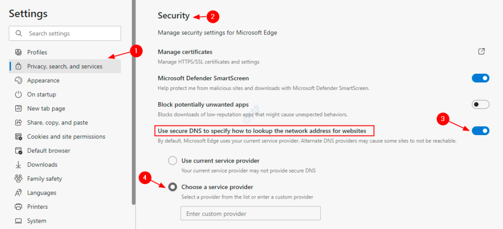 What is Secure DNS provider ? How To Change it in Microsoft Edge